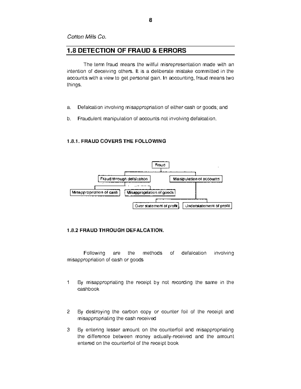 Detection OF Fraud AND Errors - 8 Cotton Mills Co. 1 DETECTION OF FRAUD ...