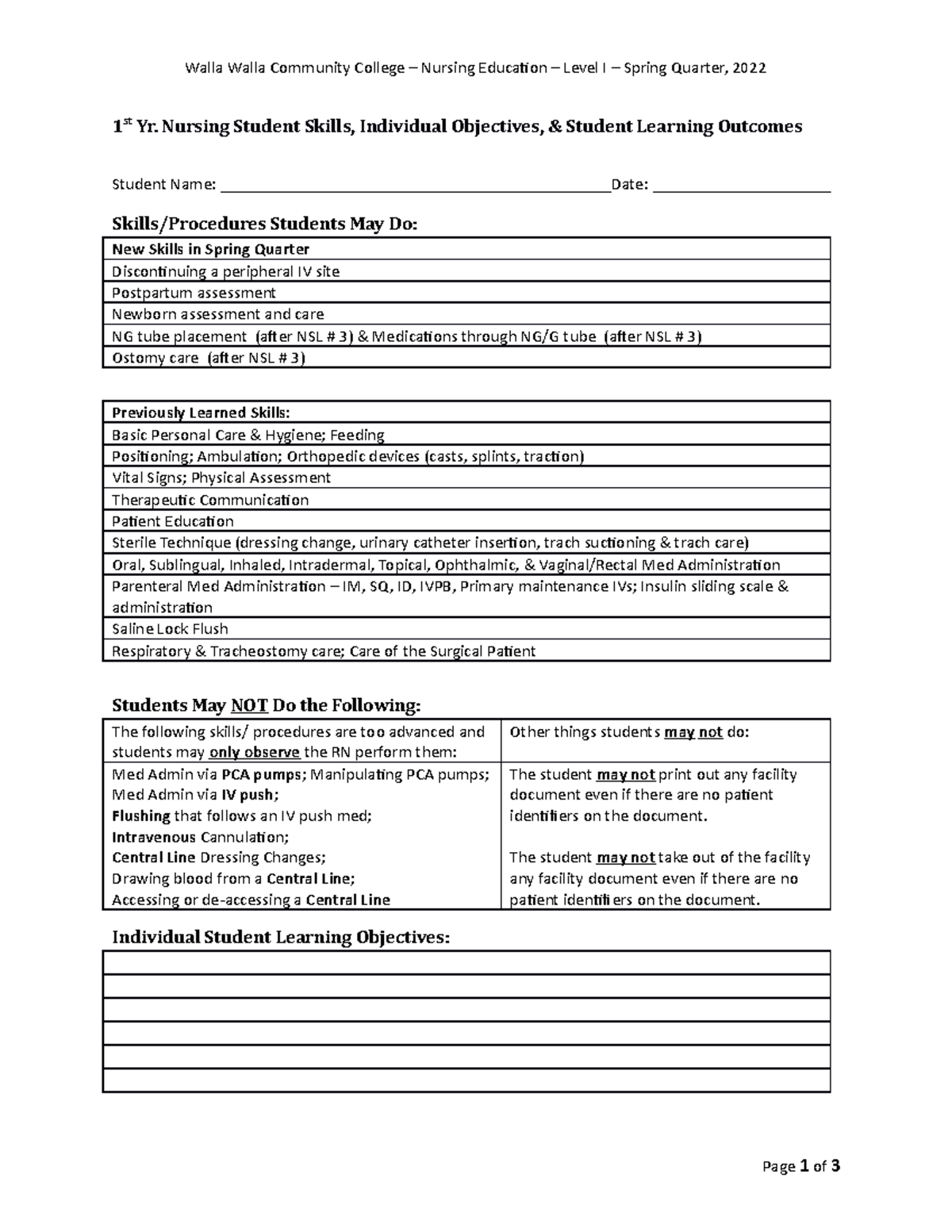 Student Learning Objectives Form Sp22 - Walla Walla Community College ...