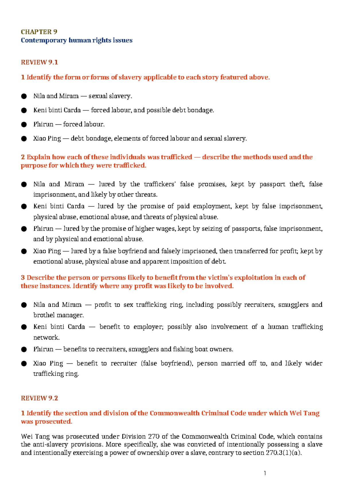 Chapter 9 - Contemporary Human Rights Issues - Responses (Neilab Osman ...