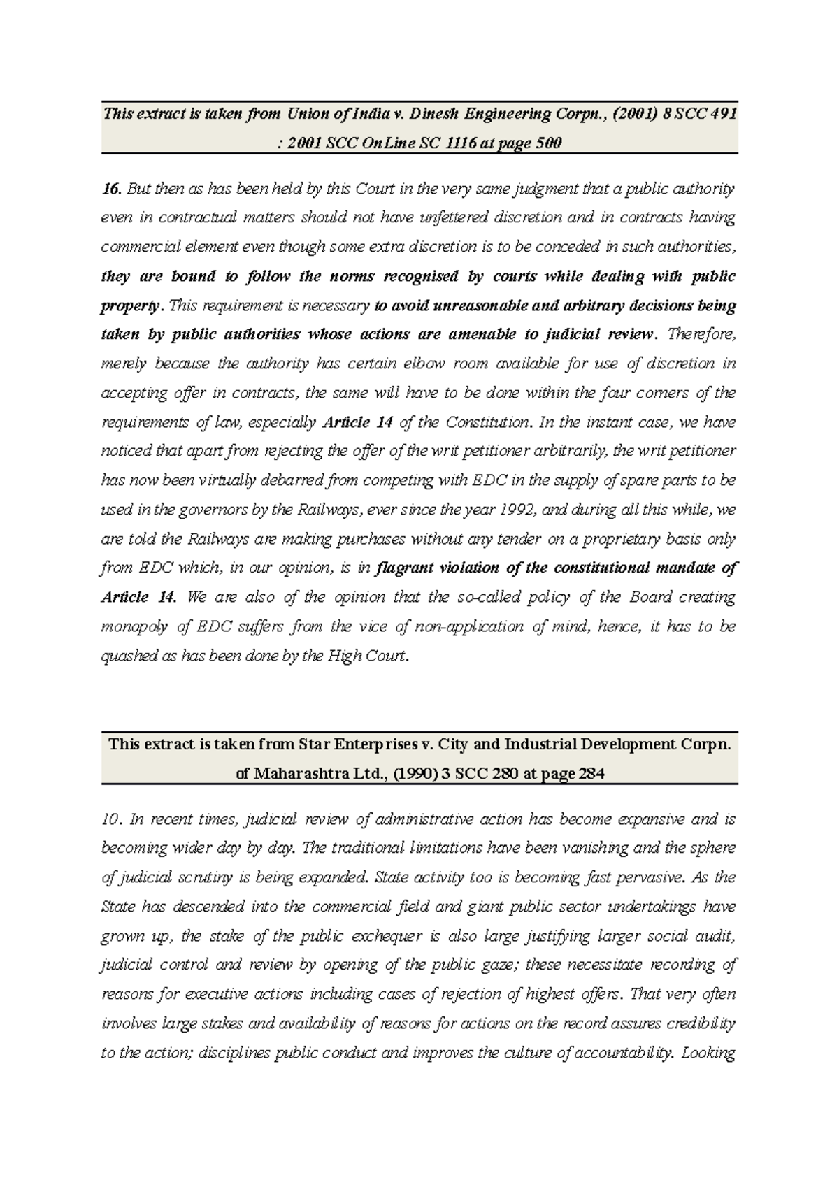 Advisory- Research - ................ - This extract is taken from Union of India v. Dinesh ...