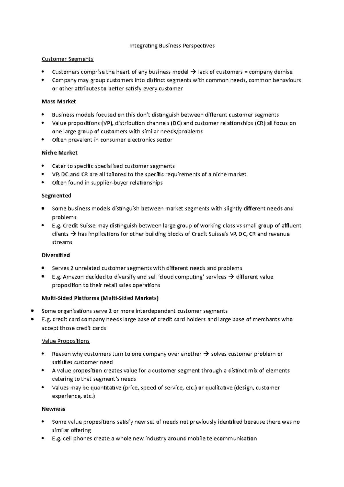 Notes - Summary Integrating Business Perspectives - Integrating ...