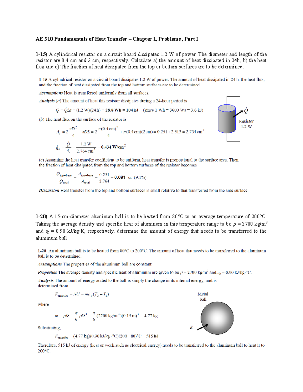 heat transfer note - AE 310 Fundamentals of Heat Transfer – Chapter 1 ...