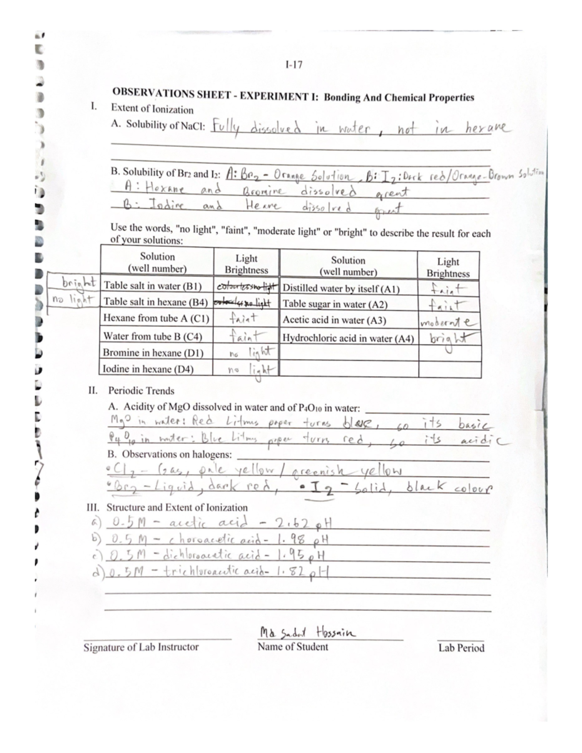 Chem-Postlab-I - lab report - CHEM 103 - Studocu
