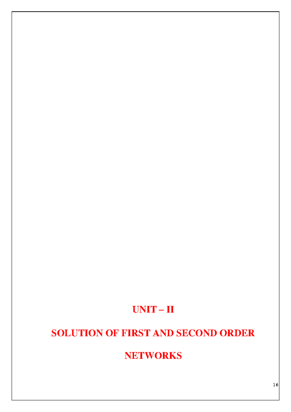 Network Analysis-Unit 2 - UNIT – II SOLUTION OF FIRST AND SECOND ORDER ...