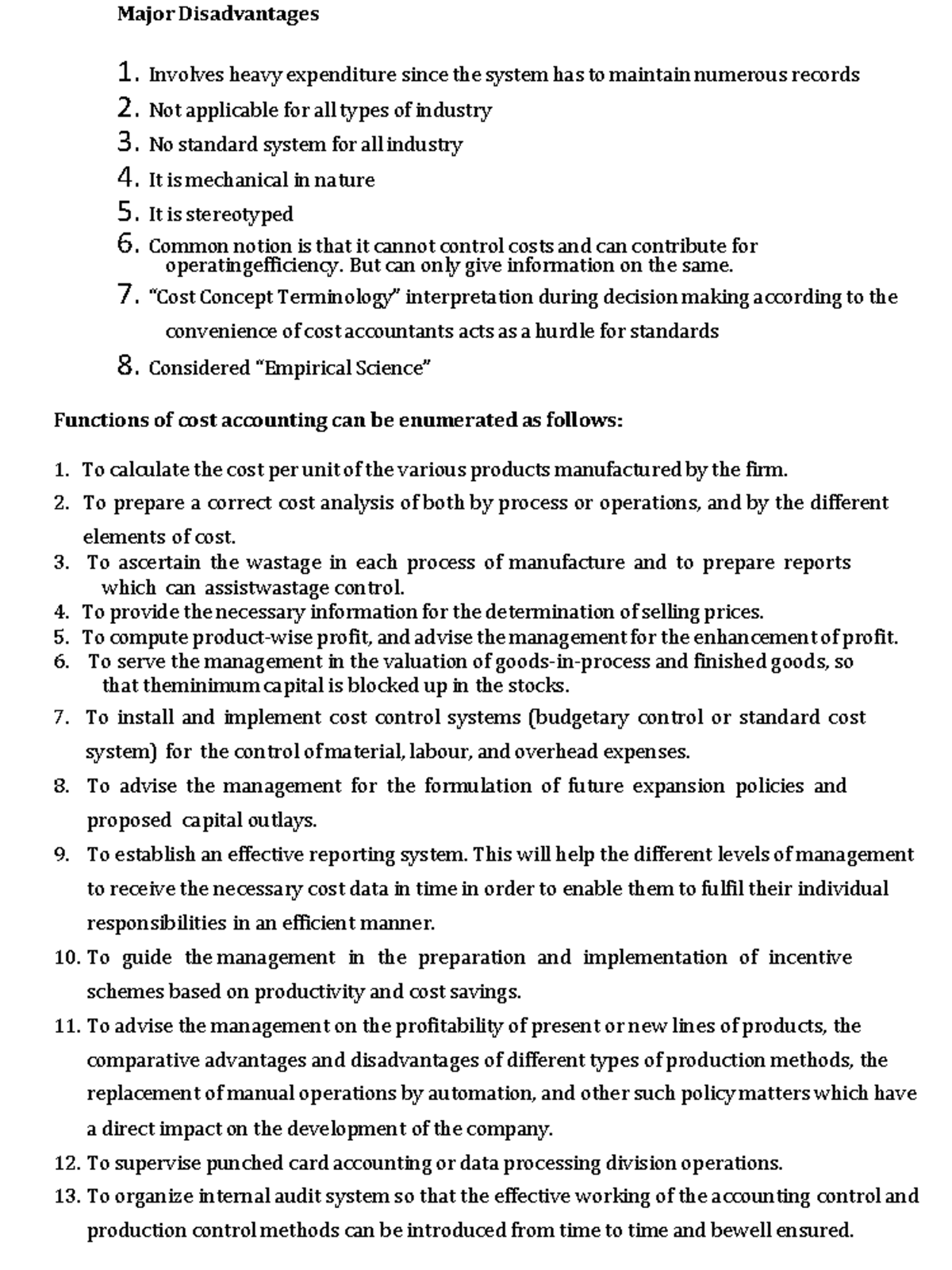 C OST a Ccounting-3 - Cost Accounting details - Major Disadvantages 1 ...