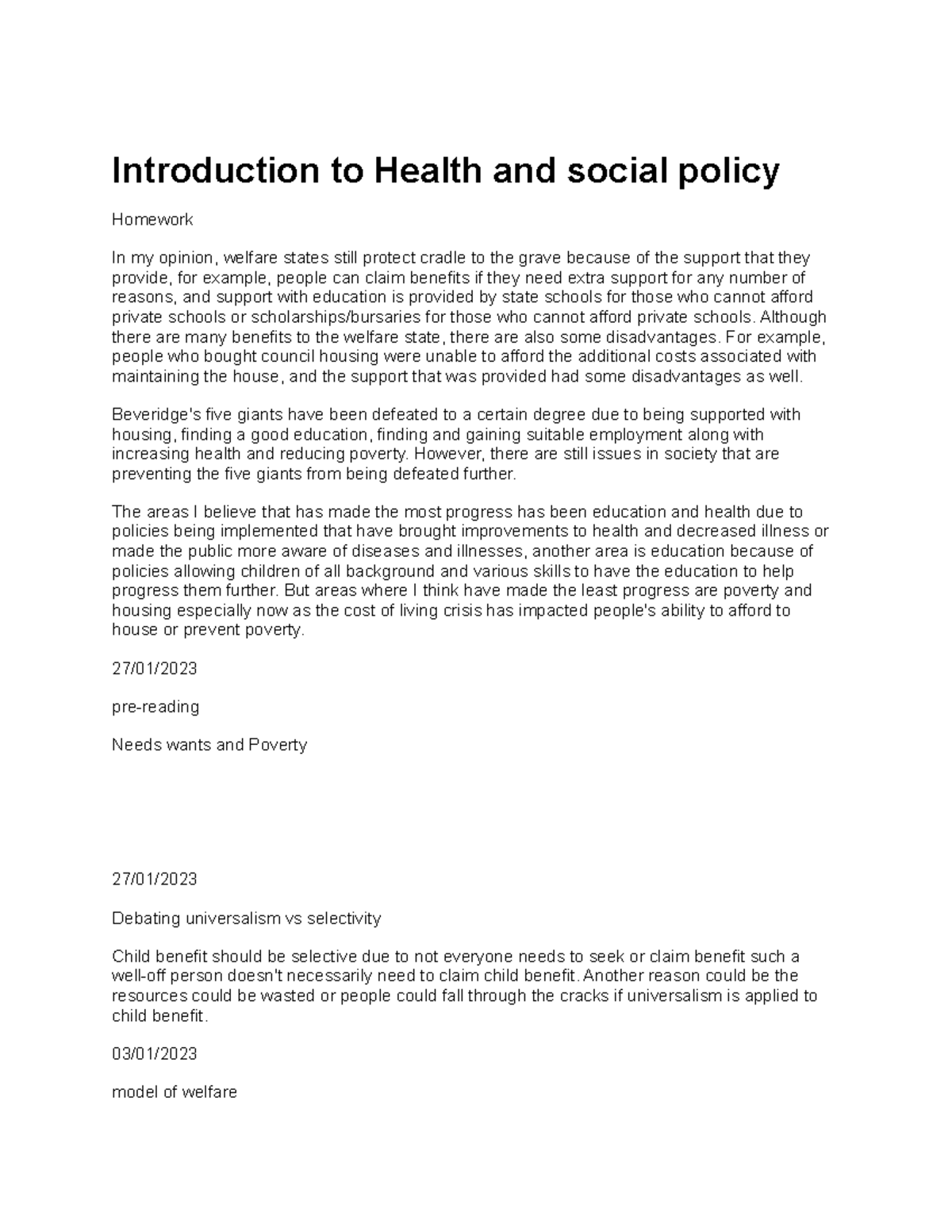 Introduction to Health and social policy - Introduction to Health and ...
