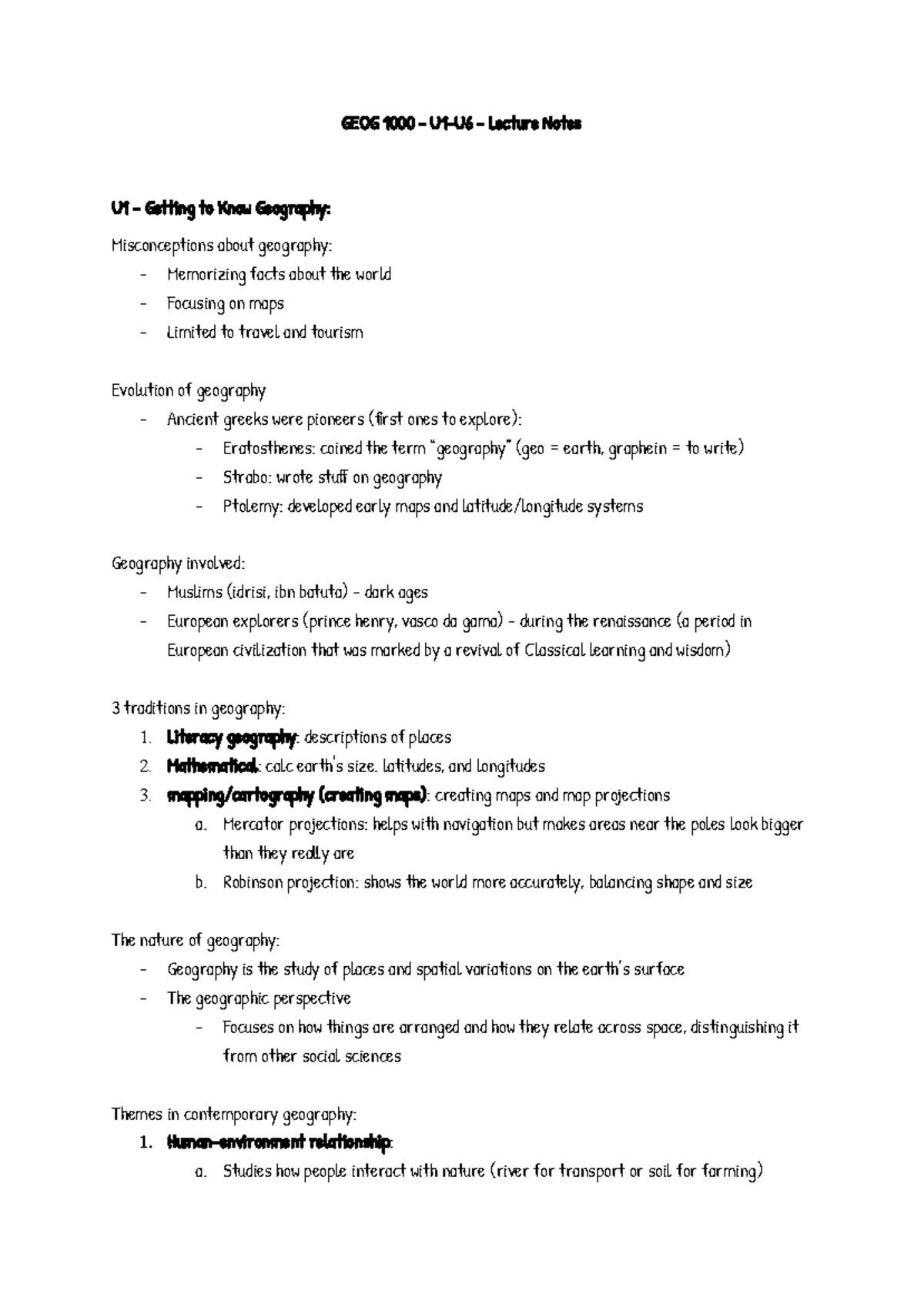 Geo Unit 1,2,3,4,5,6 - Notes - ####### GEOG 1000 - U1-U6 - Lecture ...