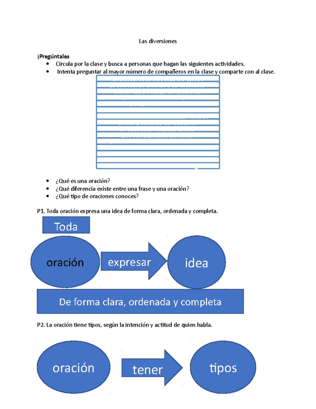 Las diversiones - Fun - Las diversiones ¡Pregúntales Circula por la ...