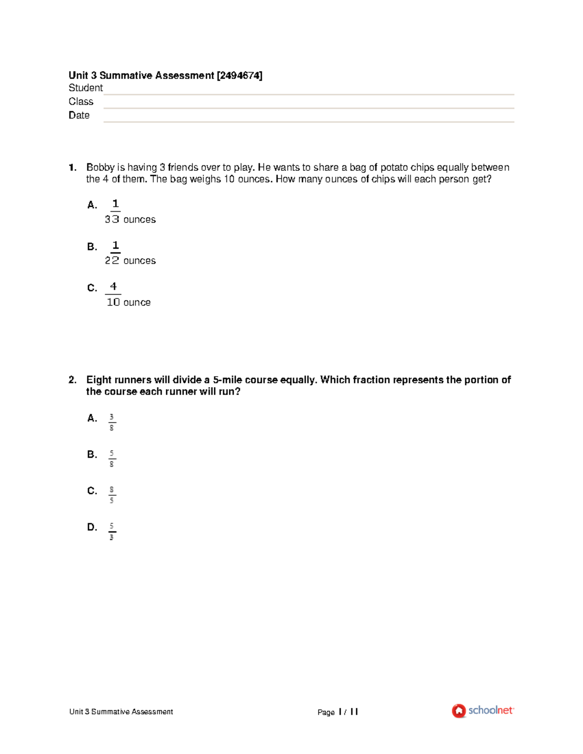 Unit 3 - zxcvbnm, - Unit 3 Summative Assessment [2494674] Student Class ...