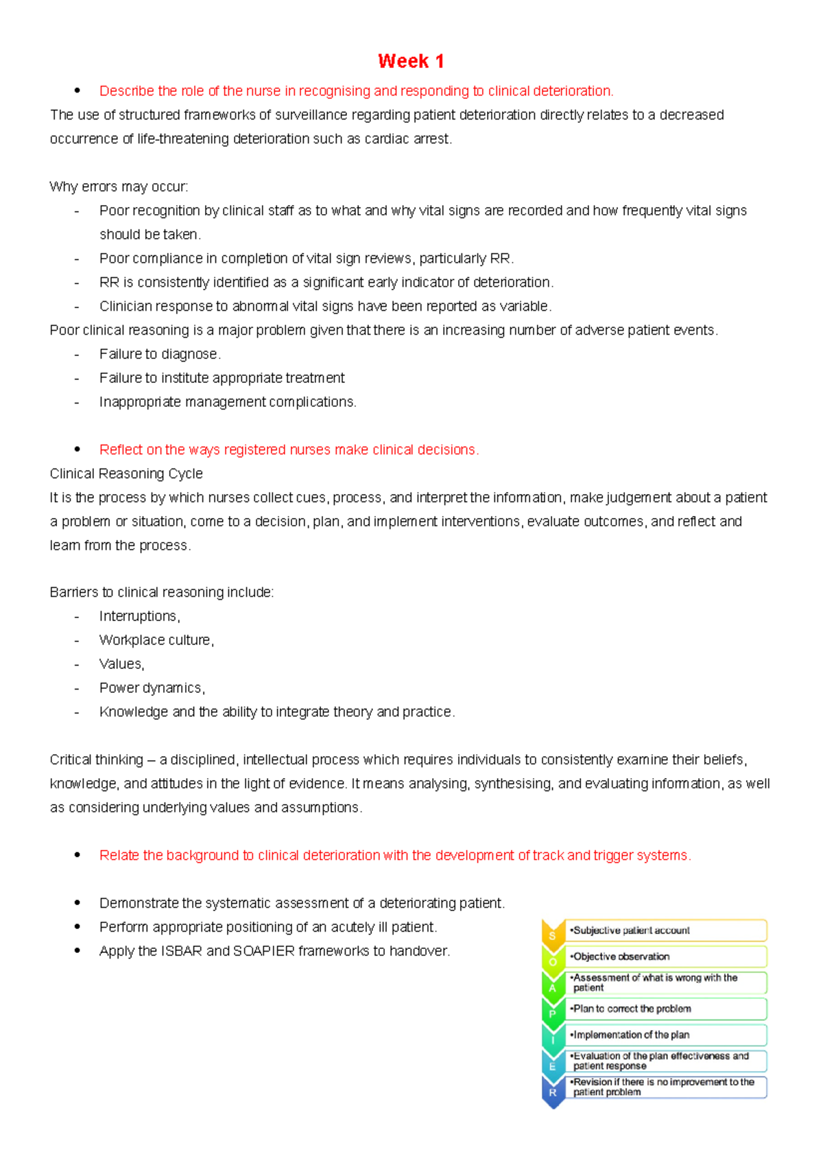 PP Study - Summaries for the course - Week 1 Describe the role of the ...