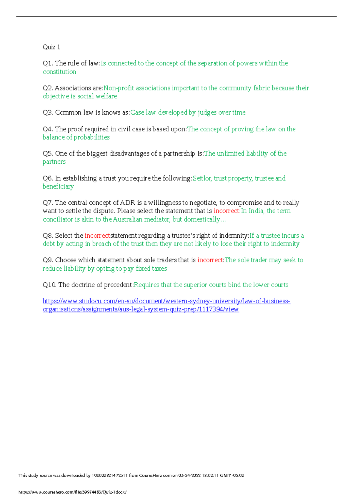 Document 4 for quiz 1 - BUSL 250 - MQ - Studocu