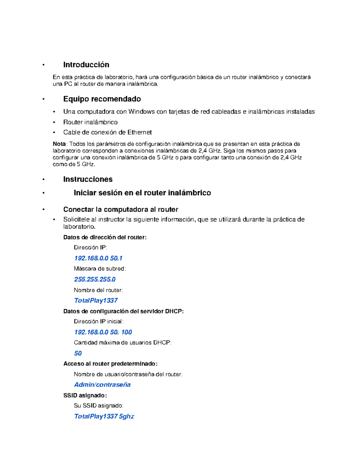 6.1.3.10 Lab - Configure a Wireless Network - • Introducción En esta práctica de laboratorio ...