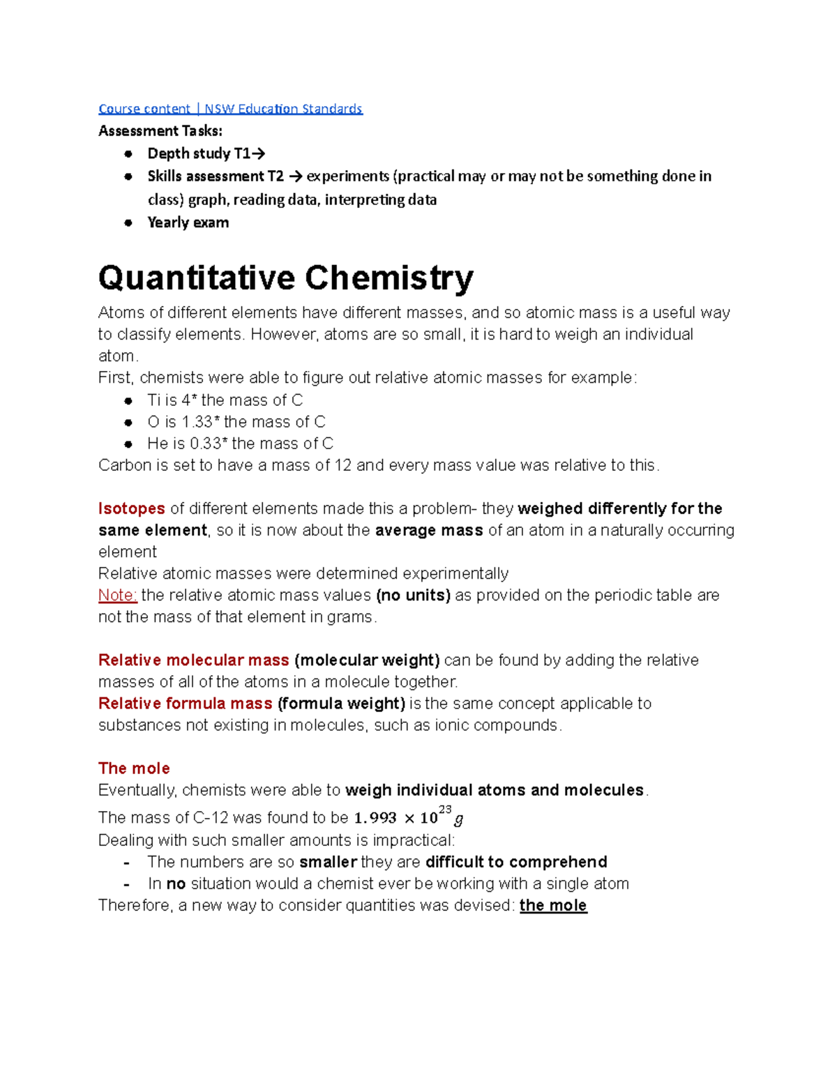 Chemistry - Google Docs - Course content | NSW Educaon Standards ...