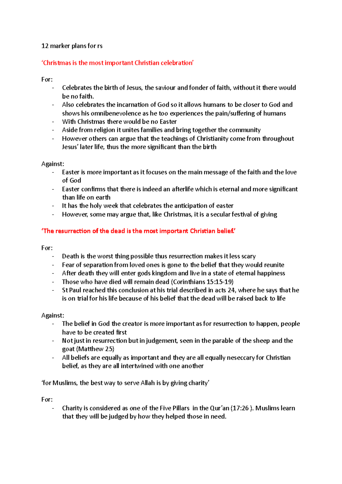 12 marker plans for rs - Also celebrates the incarnation of God so it ...