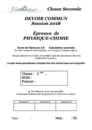 Page de titre - ererererer frgf - Exercices de physique-chimie Seconde ...