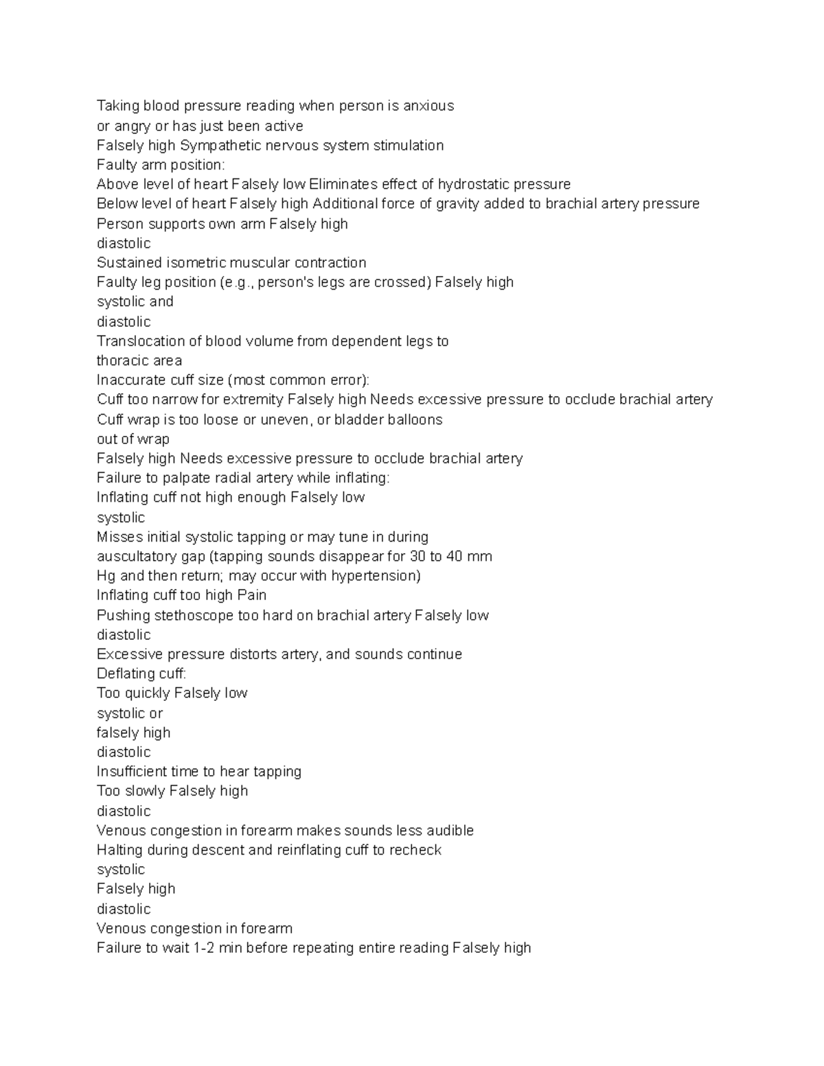 Untitled document - notes - Taking blood pressure reading when person ...