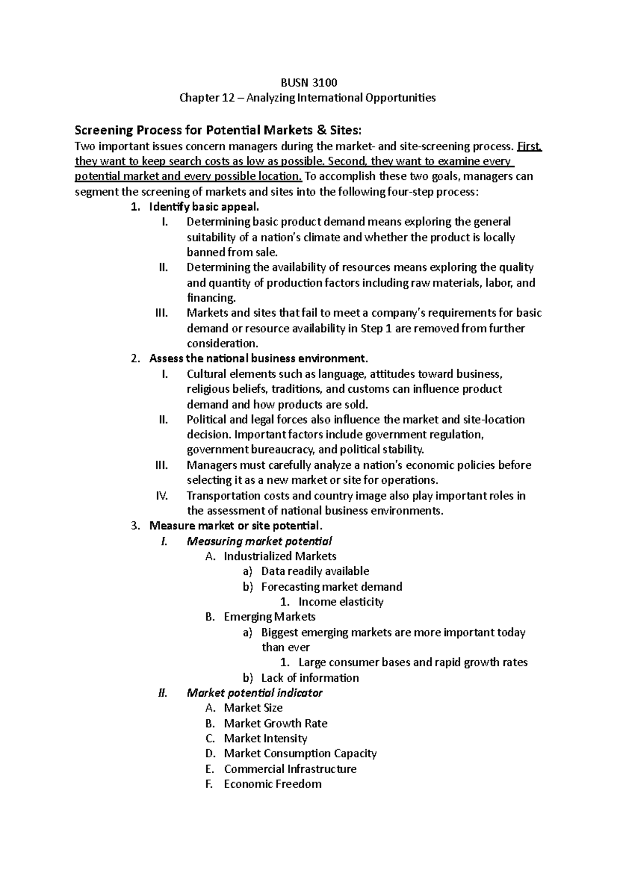 BUSN 3100 - Chapter 12 Lecture Notes - BUSN 3100 Chapter 12 – Analyzing ...