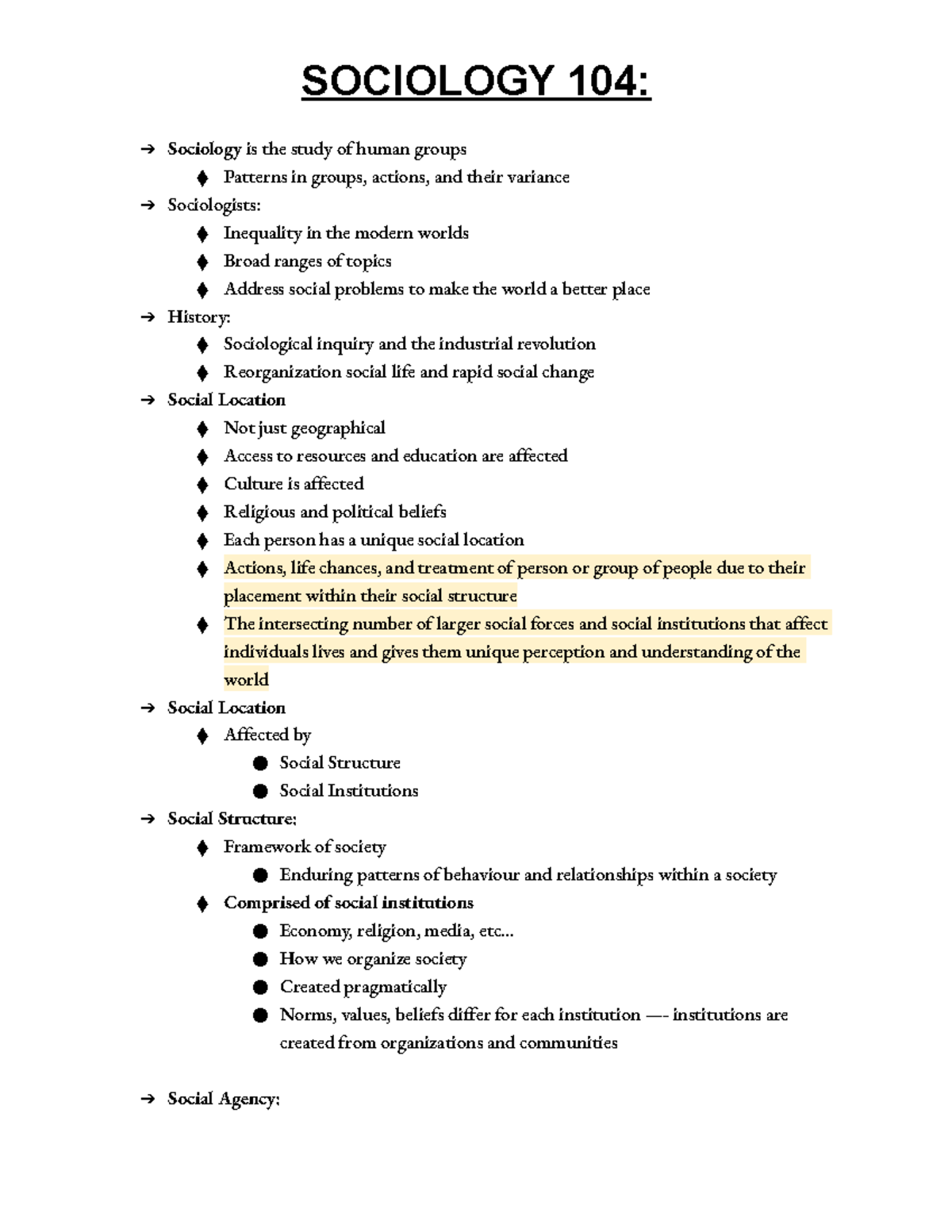 SOC 104 - SOCIOLOGY 104: Sociology is the study of human groups Patterns in groups, actions, and ...