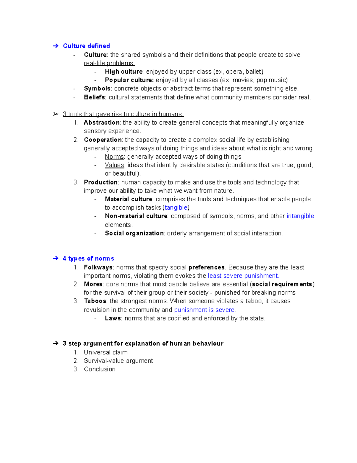 Sociology Chapter 3 Textbook Notes - Culture defined - Culture: the ...