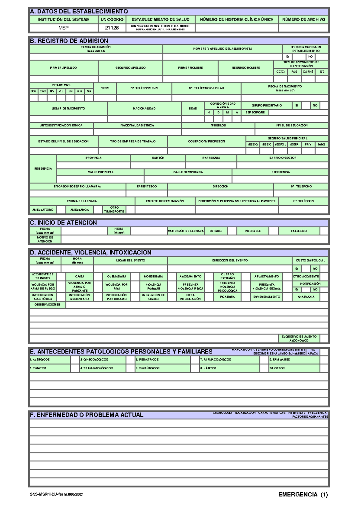 7.-FORM 08 DE Emergencia - NOTIFICACIÓN PICADURA ANAFILAXIA SI PRESUNTA ...