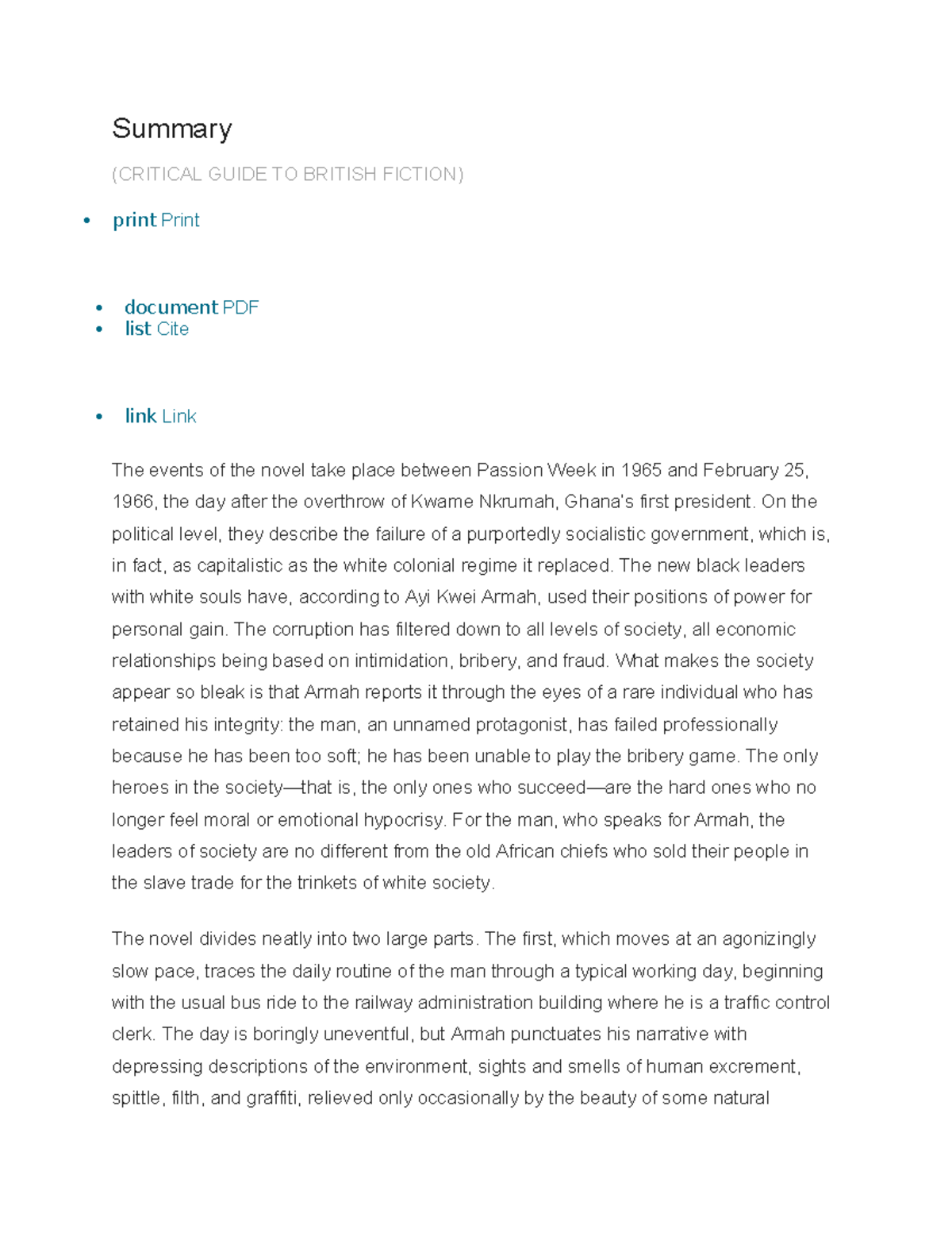 The beutyful ones - Copy - Summary (CRITICAL GUIDE TO BRITISH FICTION ...