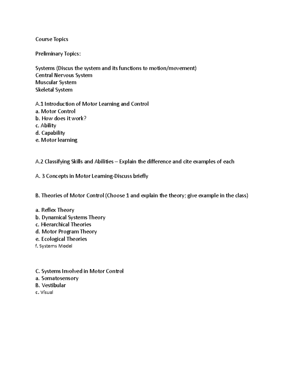 Course Topics - Course Topics Preliminary Topics: Systems (Discus the ...