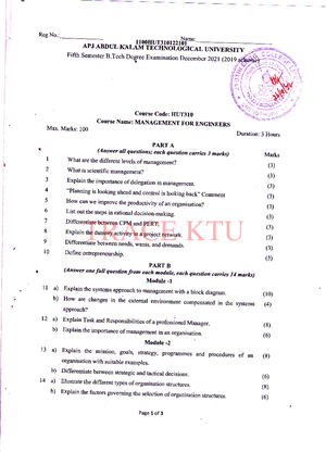 MFE Module 2 - Dghhj - Management for Engineers Module II 2 Meaning of ...