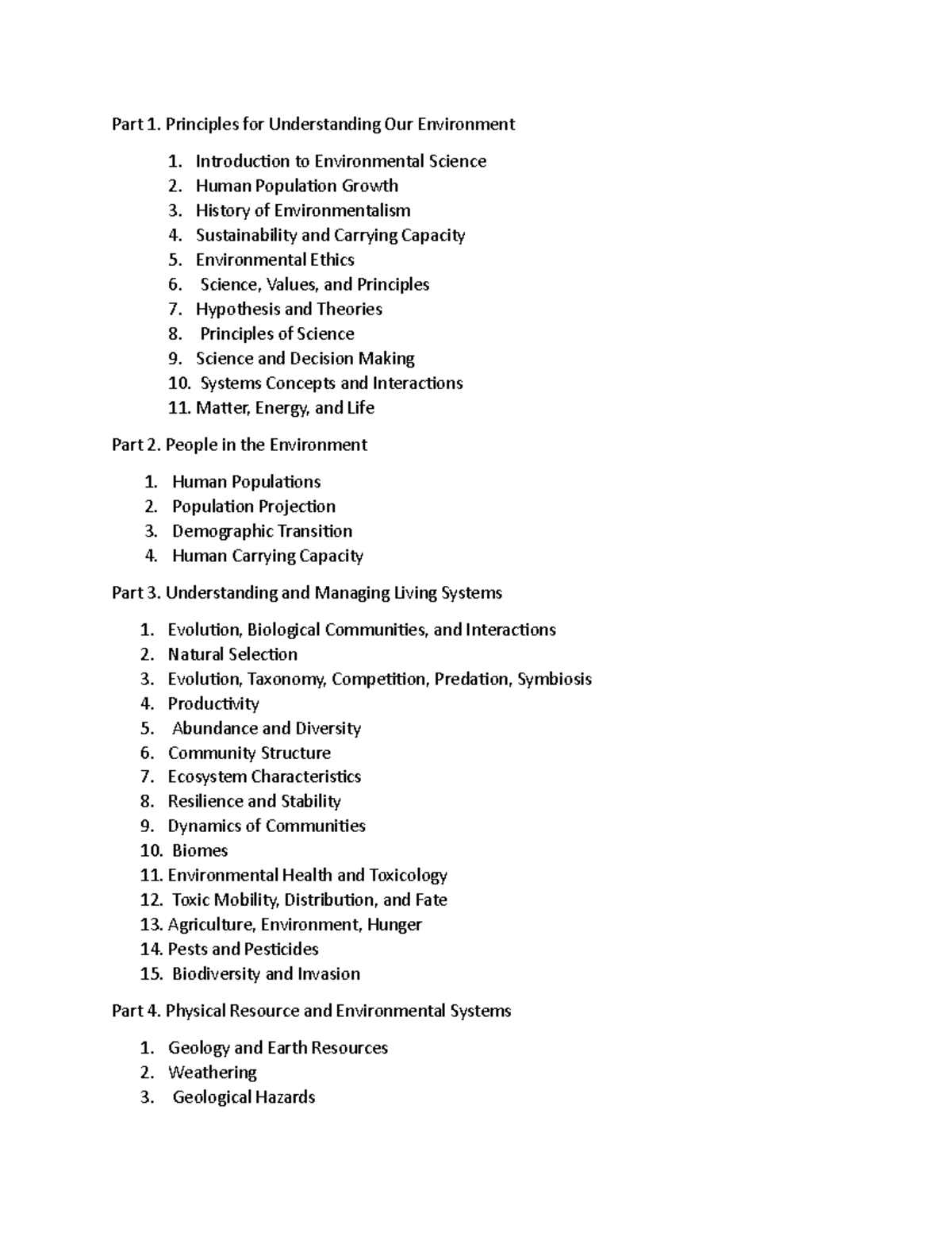 Enviscience topics - Part 1. Principles for Understanding Our ...