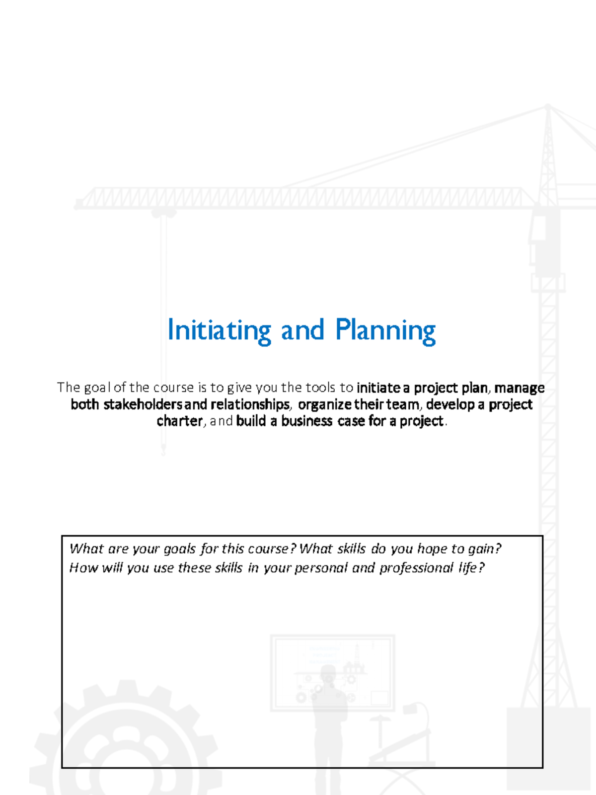 Initiating and Planning Note Handouts - Initiating and Planning The ...