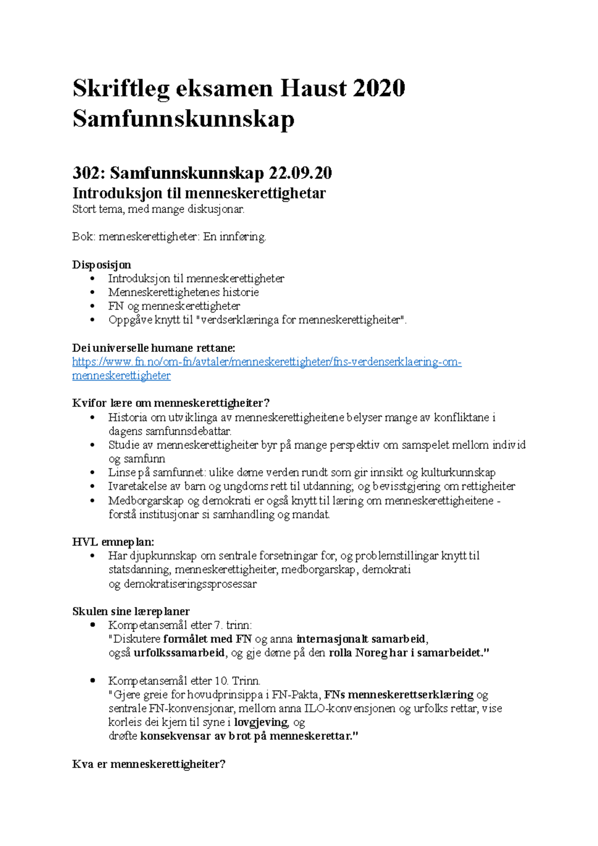 Samfunnskunnskap - Skriftleg eksamen - Skriftleg eksamen Haust 2020 ...