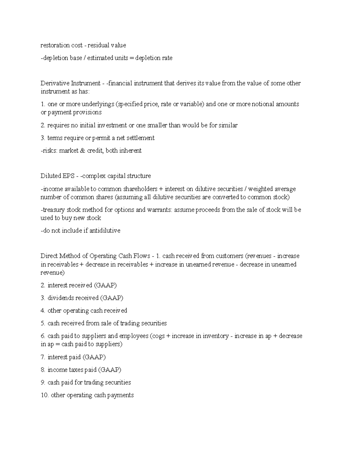 Note 3 - cpa prep - restoration cost - residual value -depletion base ...