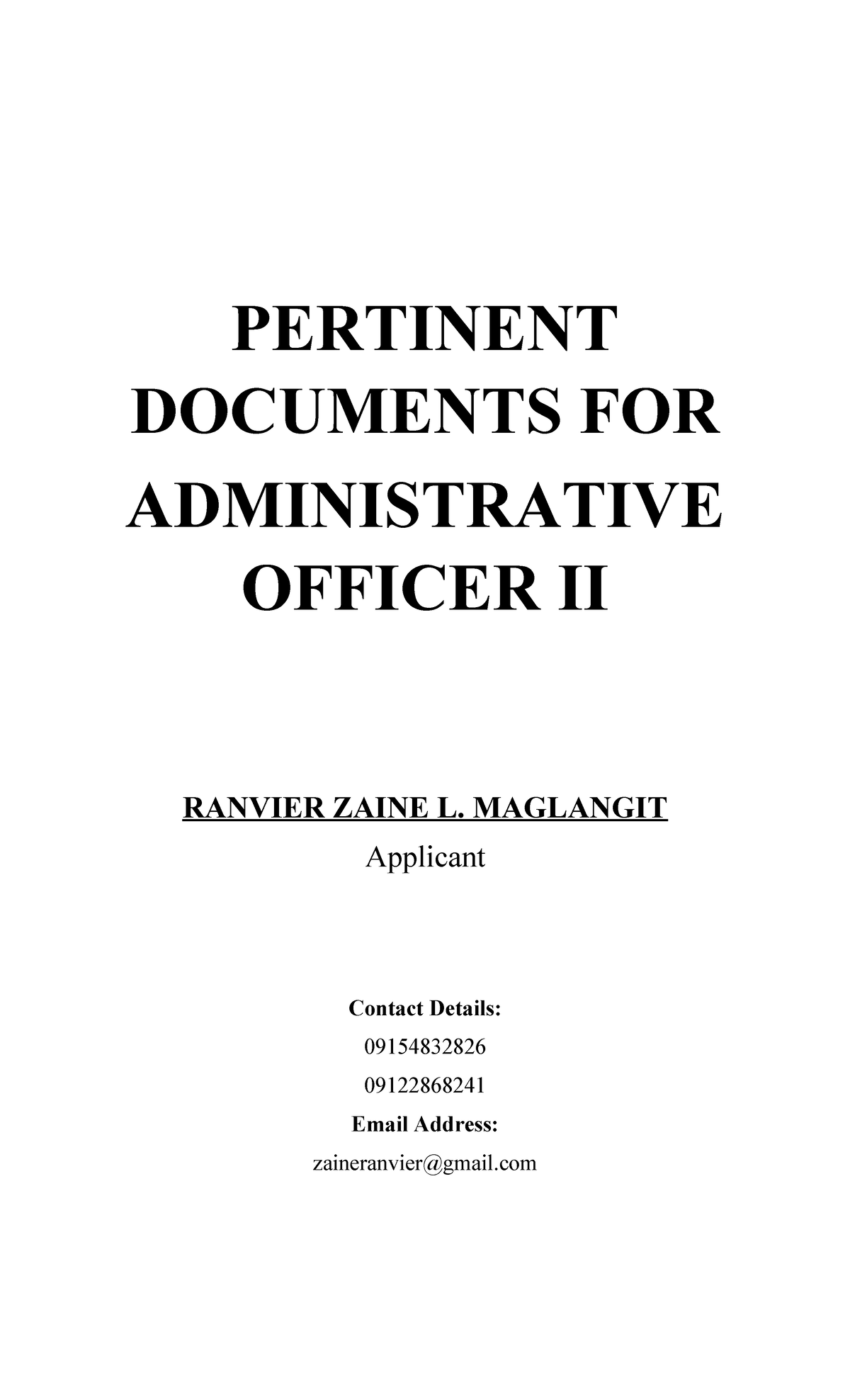 Pertinent Documents FOR 2 - PERTINENT DOCUMENTS FOR ADMINISTRATIVE ...