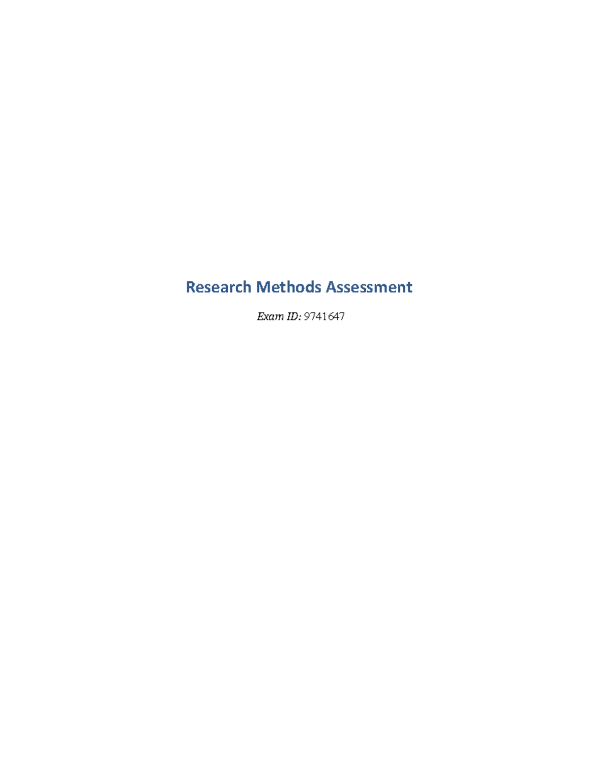 Research Methods Assessment Exam - Studocu