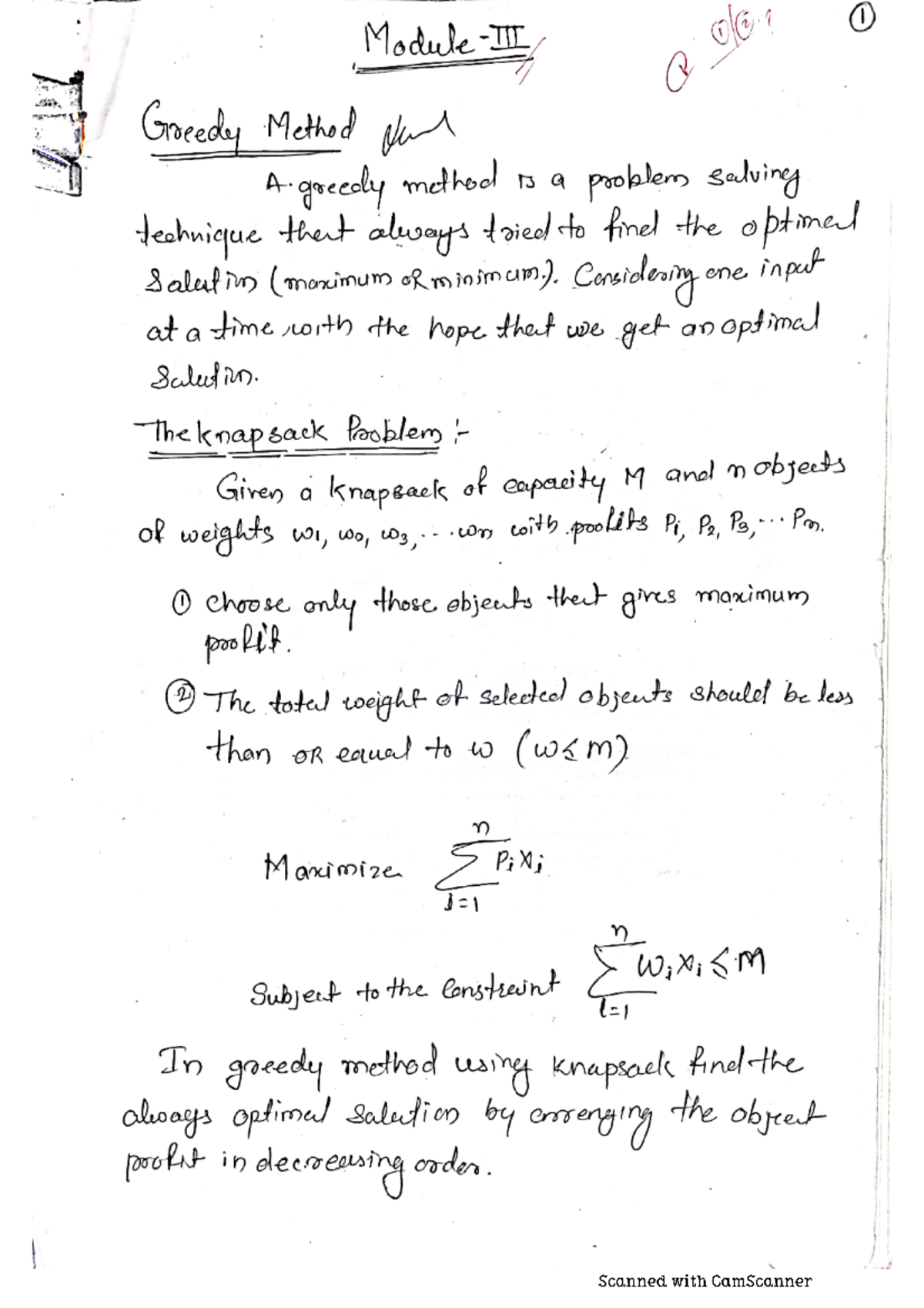 ADA (BCS401) Notes for 4th Semester - OBI I i Greedy Method our A ...