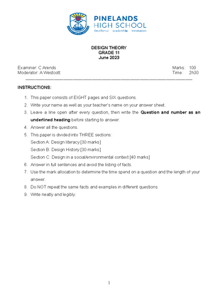 Test grade 11 term 1 - Design theory test - (EC/NOVEMBER 2018) DESIGN ...