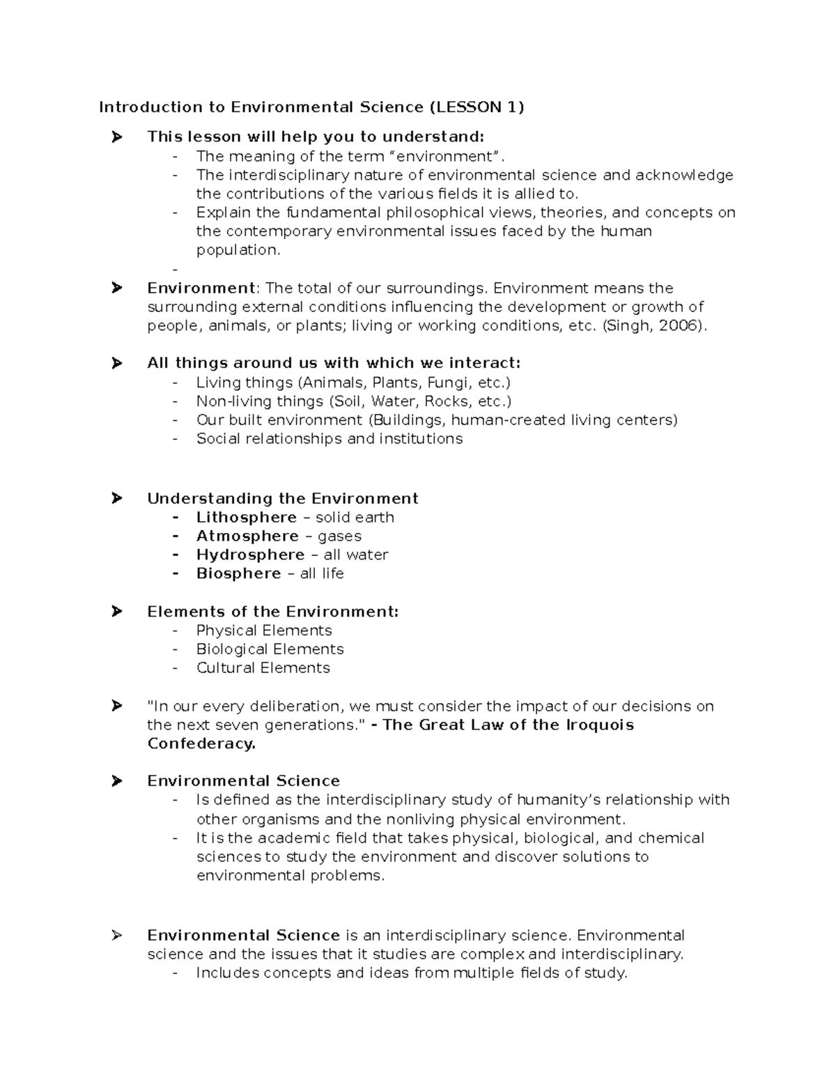 ENVI SCI Lesson 1 2 3 4 - Introduction to Environmental Science (LESSON ...