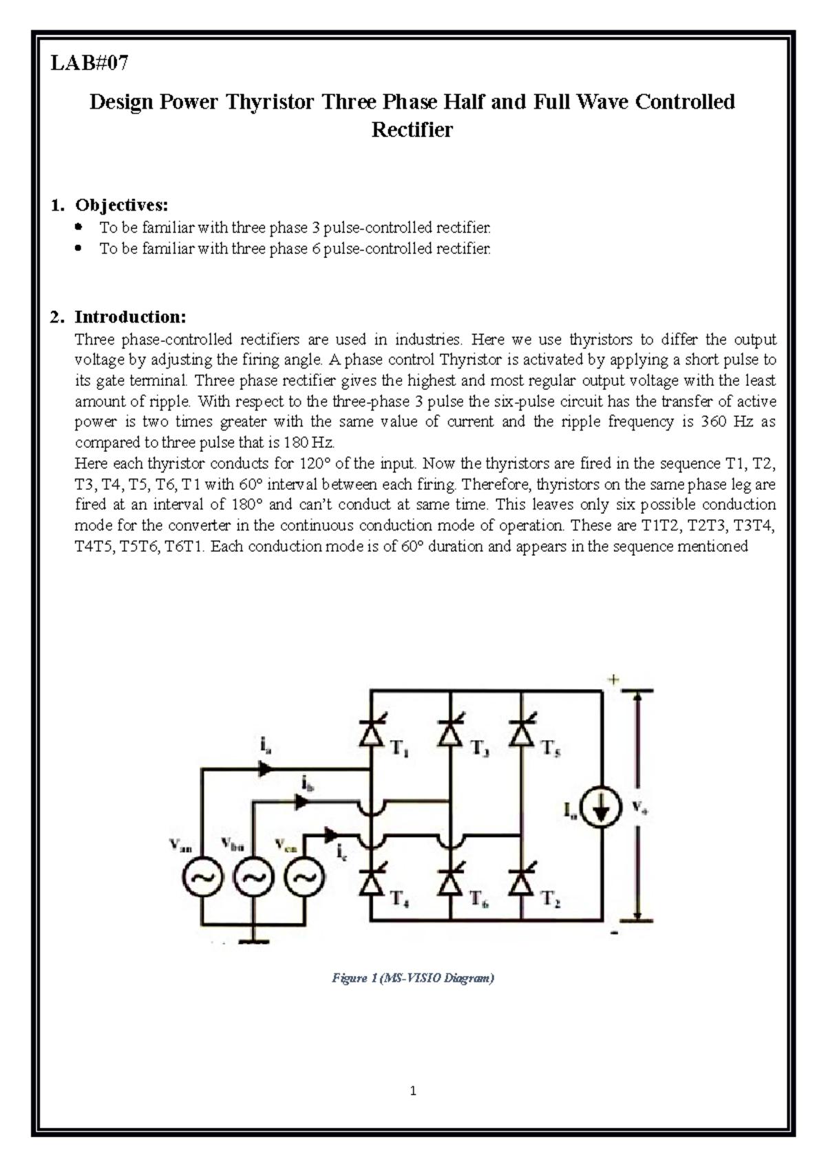 LAB7 - LAB# Design Power Thyristor Three Phase Half and Full Wave ...