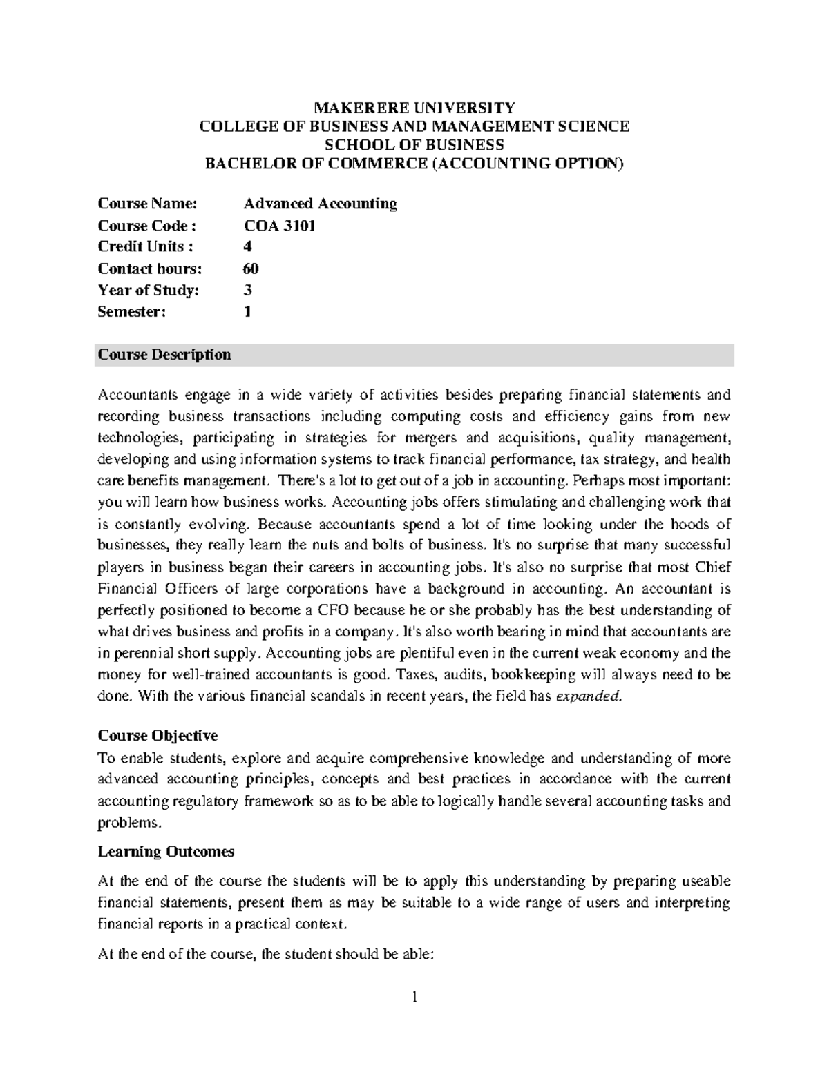 Advanced Accounting Course outline 2024-2025 - MAKERERE UNIVERSITY ...