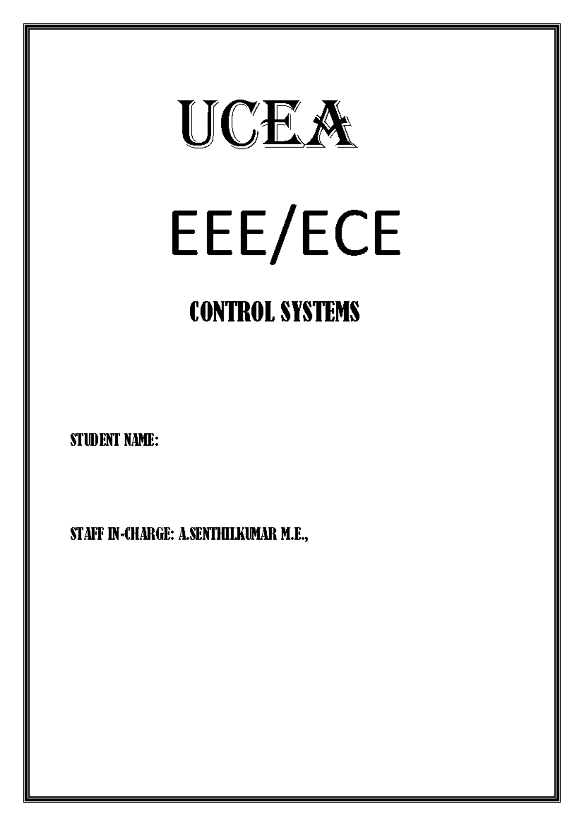 CS-QB ALL Units II Marks - UCEA EEE/ECE CONTROL SYSTEMS STUDENT NAME ...