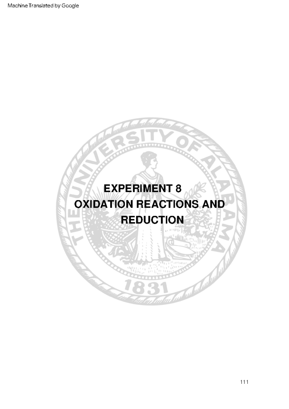 Basic Chemistry White Paper -23 - EXPERIMENT 8 OXIDATION REACTIONS AND ...