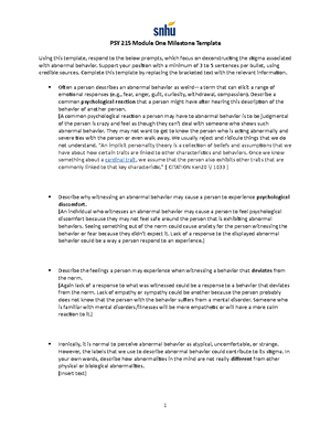 PSY 211 Project One Template 10-7 - PSY 211 Project One Template Use ...