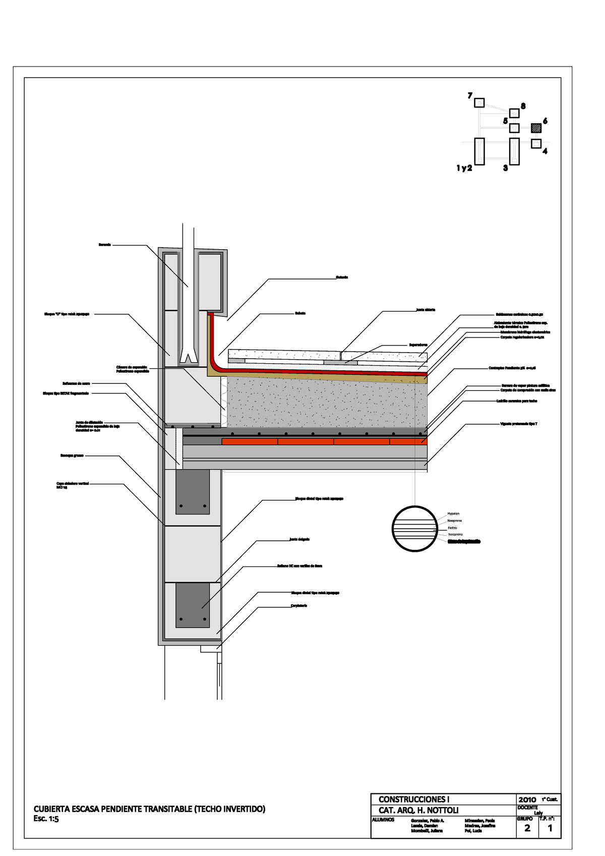 Corte 6 cubierta de escasa pendiente transitable techo invertido+ - 7 5 ...