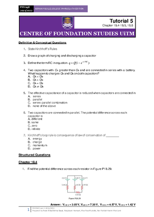 Tuto 2 - tutorial materials - 2021 / SERWAY VUILLE, COLLEGE PHYSICS, 11TH EDITION 1 PHY098 Sem ...