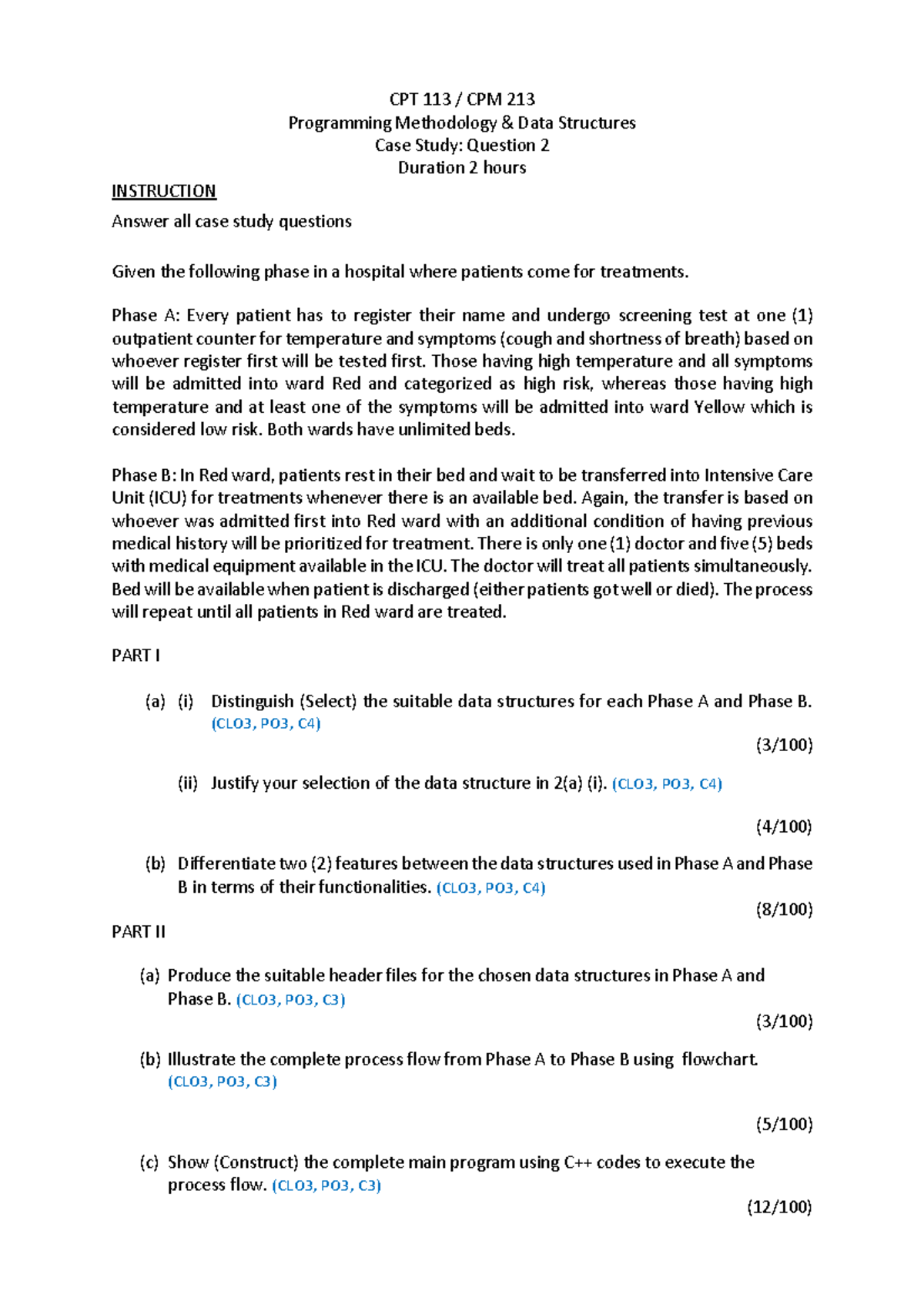 Exam 17 January, questions and answers - CPT 113 / CPM 213 Programming Methodology & Data - Studocu