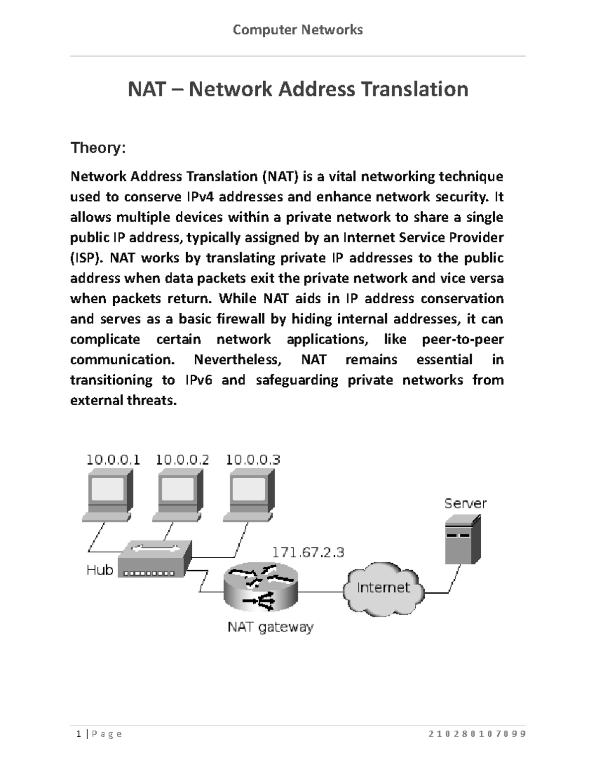 NAT - IMP - Computer Networks NAT – Network Address Translation Theory: Network Address ...