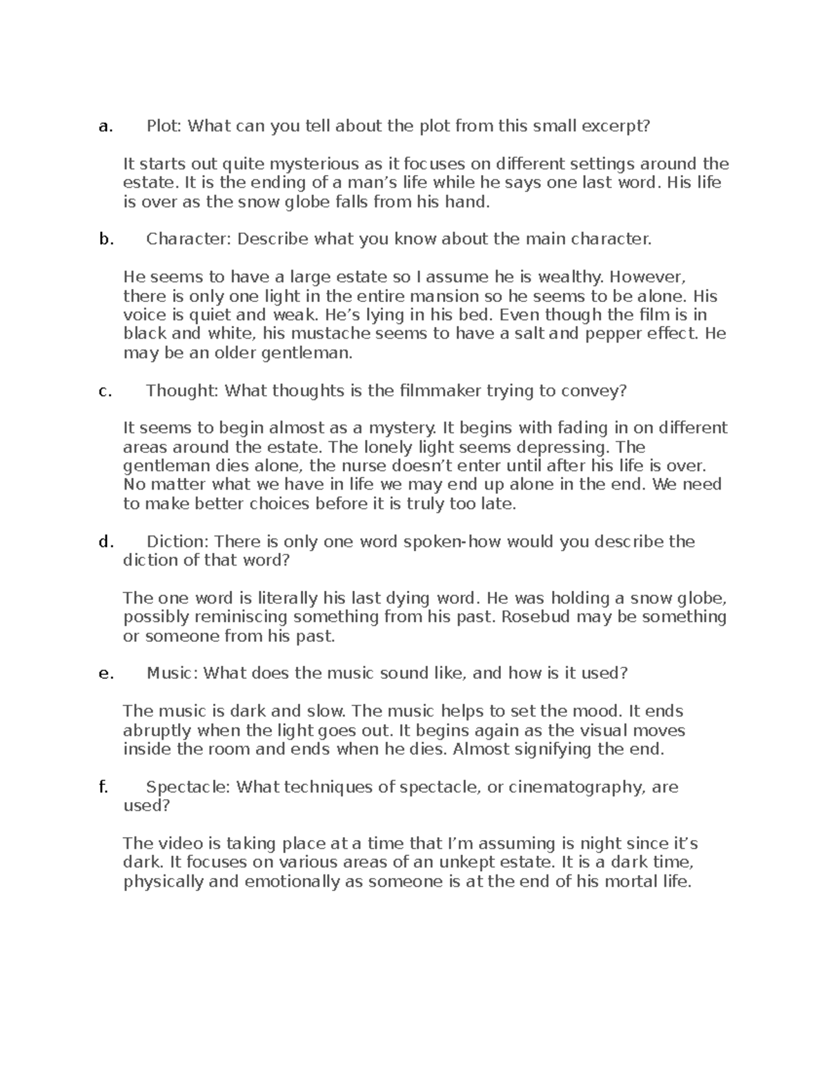 W4 Elements of a Film - Week 4 Assignment - a. Plot: What can you tell ...