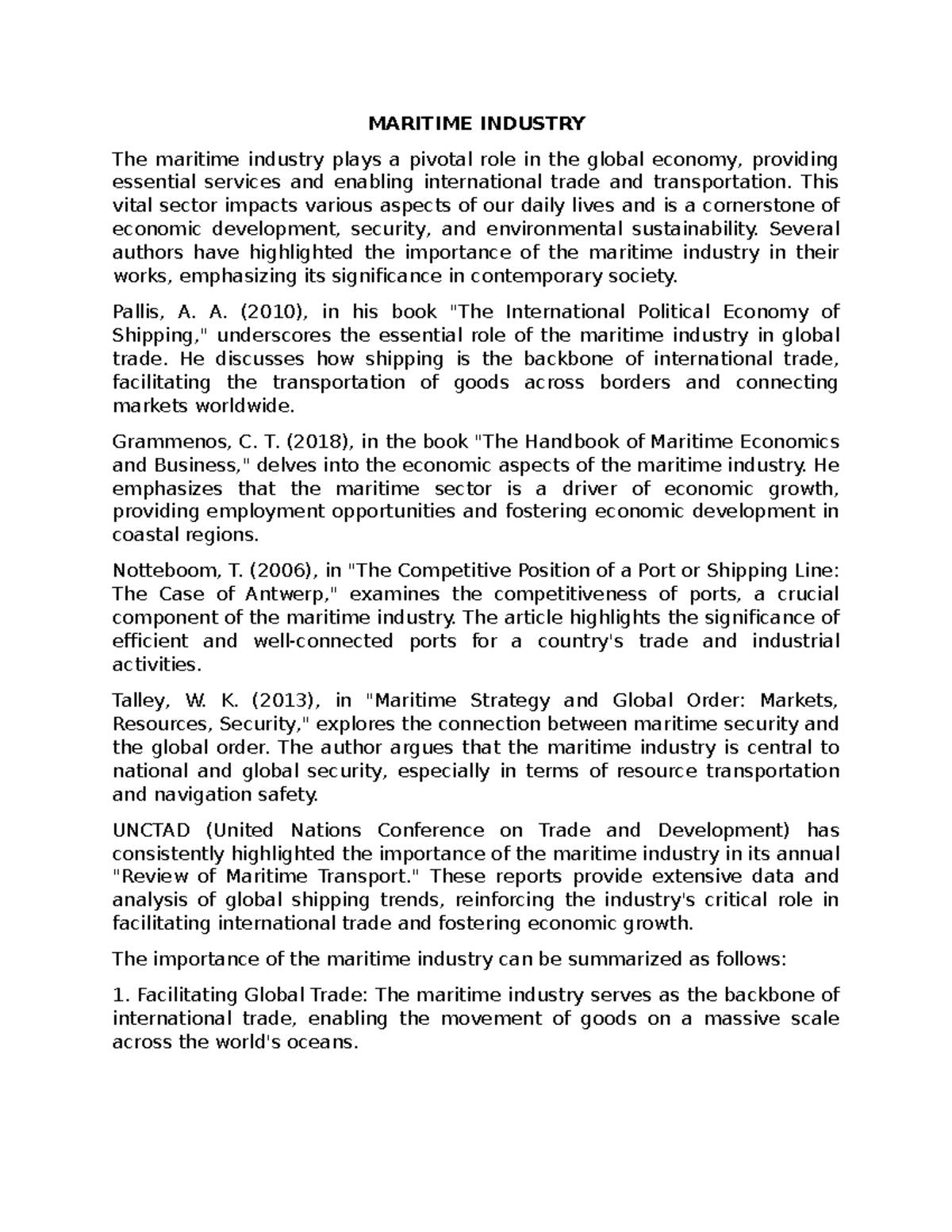 Maritime Industry Part 2 - MARITIME INDUSTRY The maritime industry ...