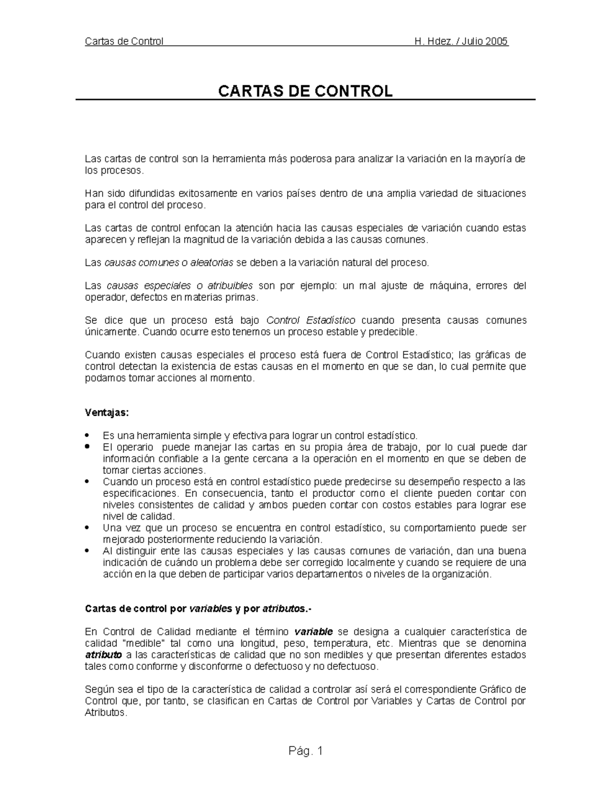 Cartas de Control en la toma de decisiones control estadistico - CARTAS ...