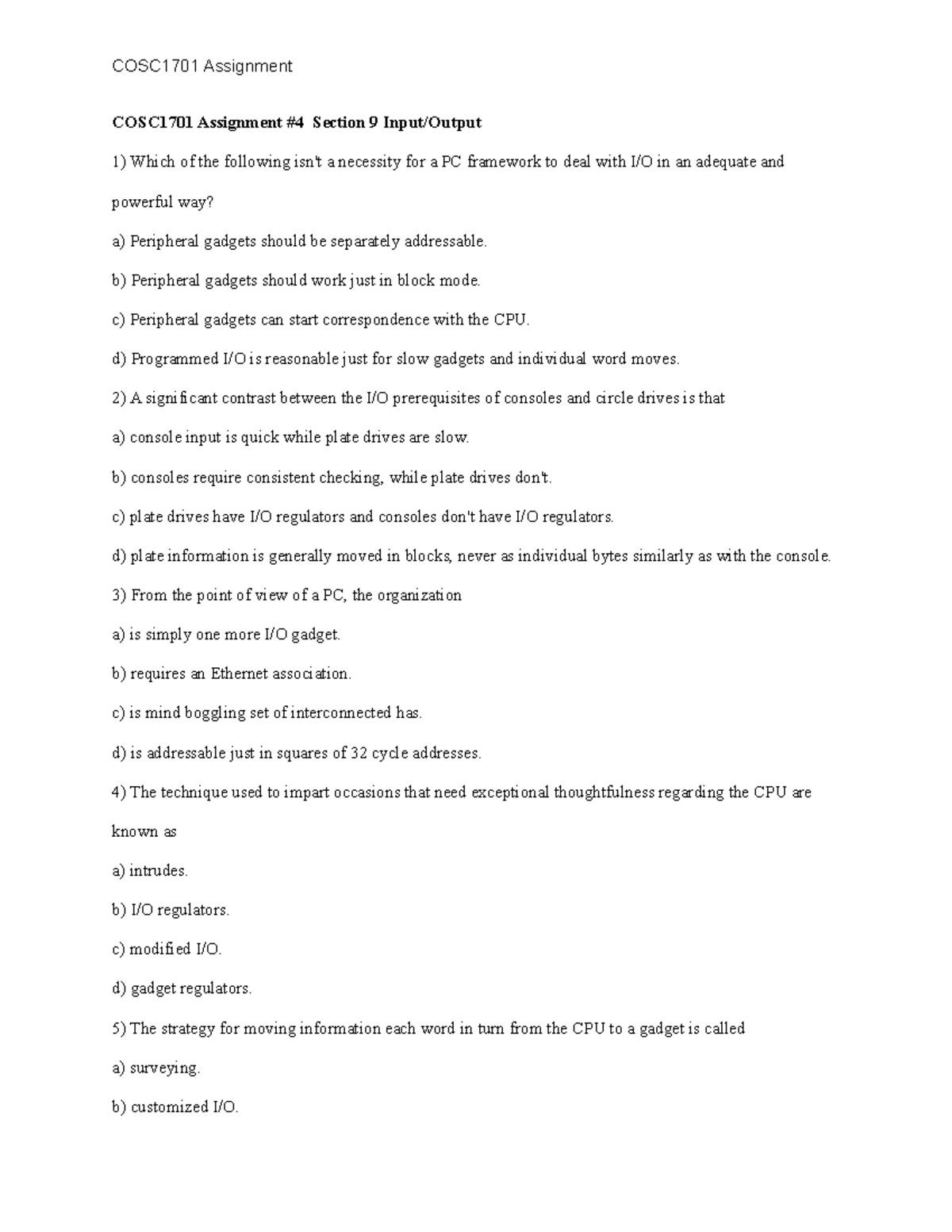 Assignment 4 Section 9 Input Output Cosc1701 Cosc1701 Assignment 4 Section 9 Inputoutput