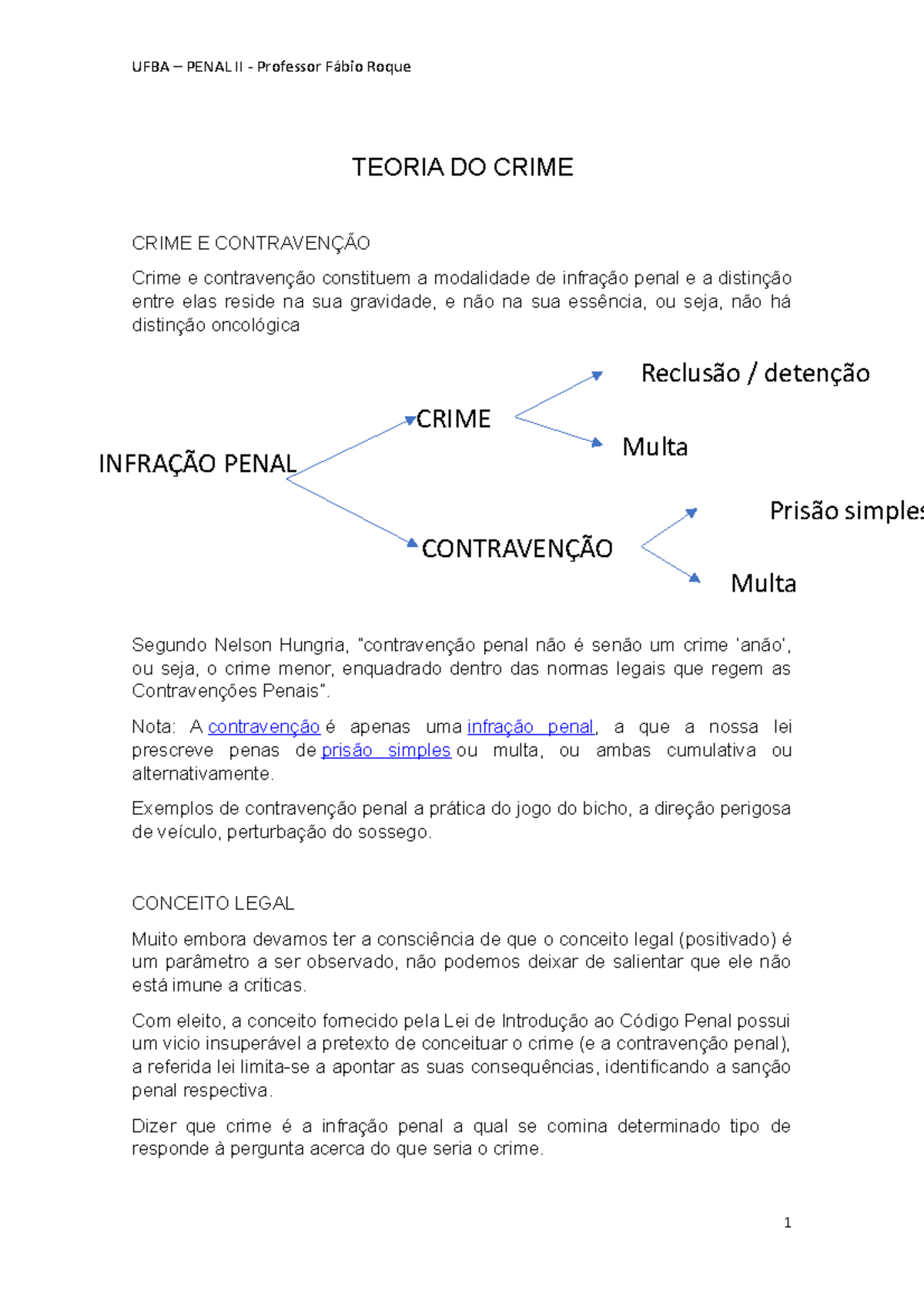 Caderno digitado Penal 2 - Fábio Roque - INFRAÇÃO PENAL CRIME ...